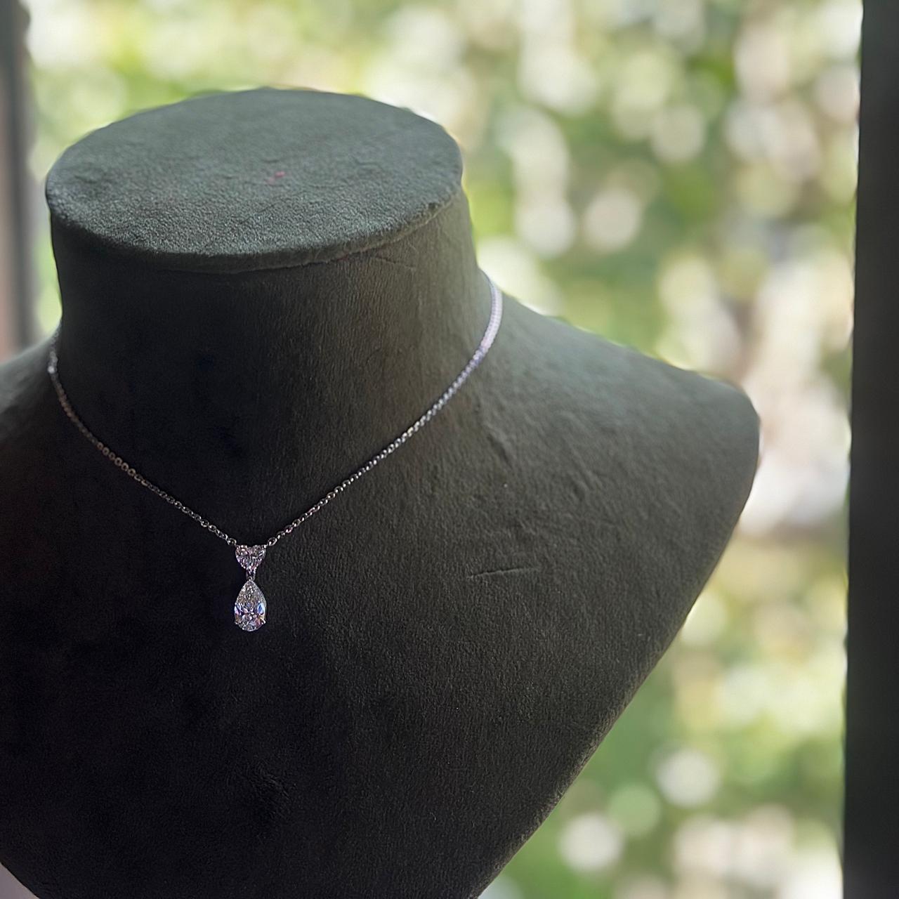 Heart & Pear Diamond Drop necklace | Proffini Jewels